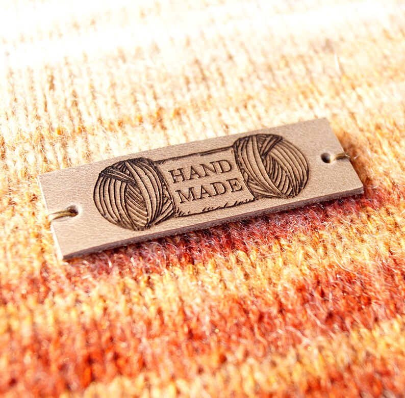 Handmade leather knitting label custom clothing label | Etsy