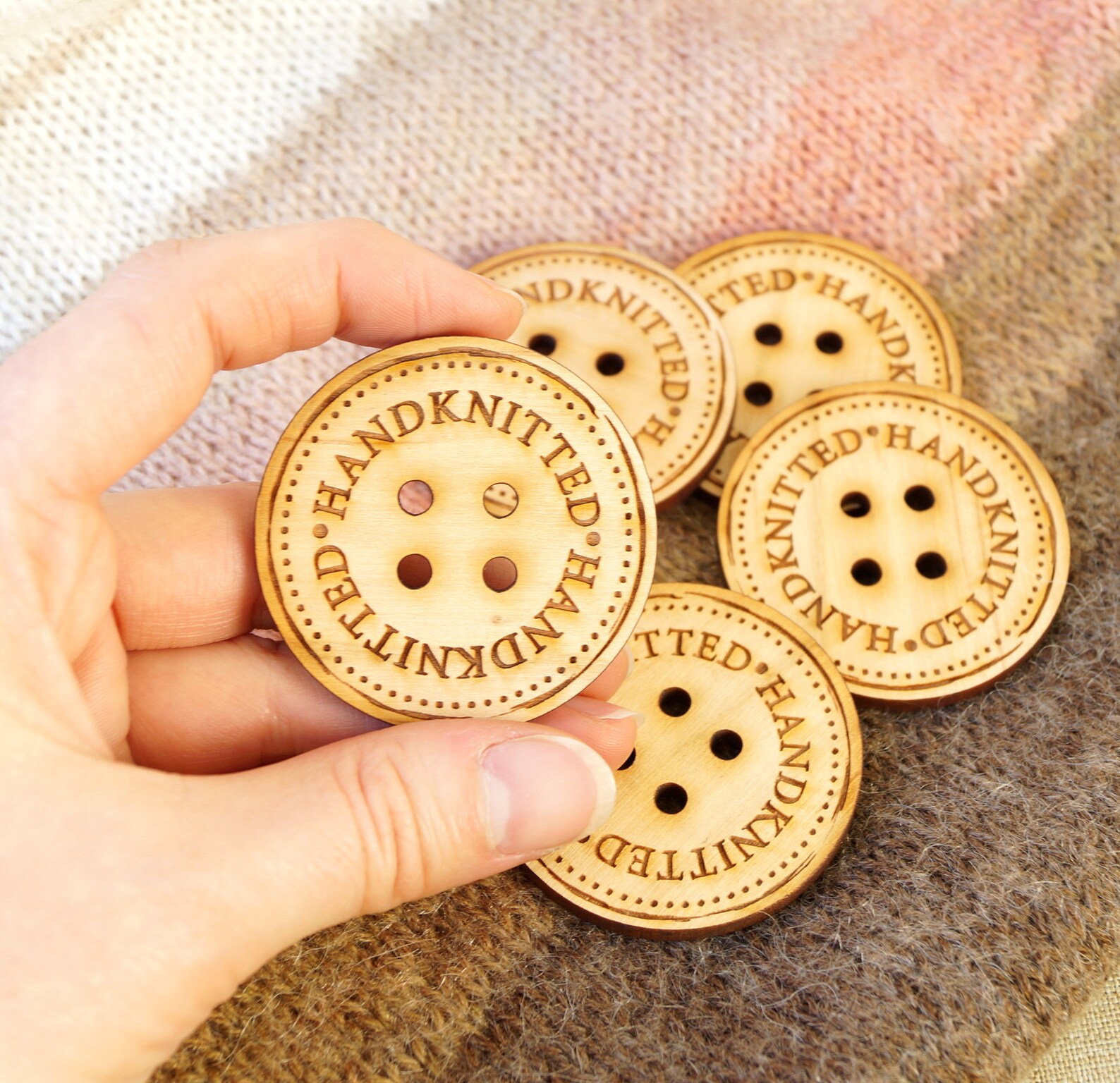 Wooden Buttons Personalized Buttons for Knitted and Crocheted - Etsy