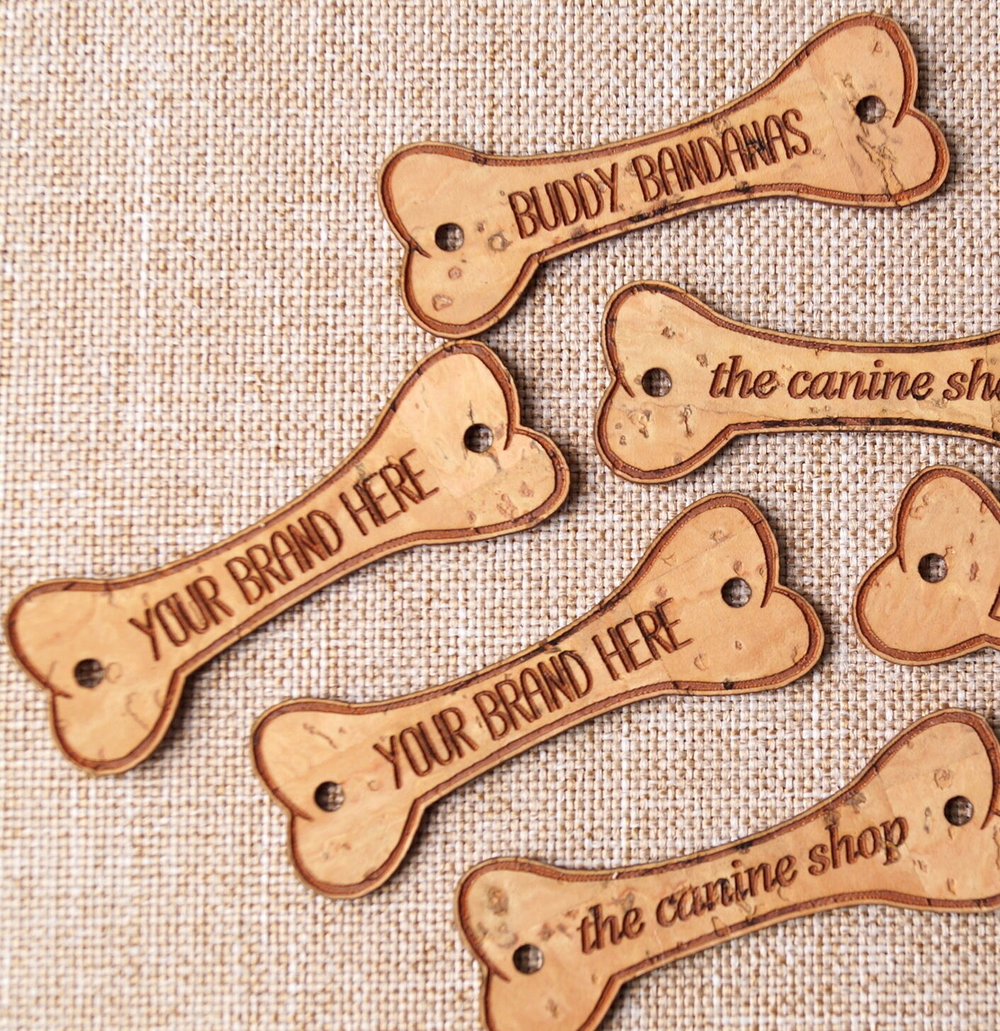 Vegan cork leather labels custom bone shaped labels for dog | Etsy