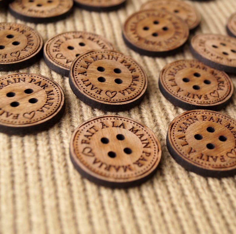 Product Labels Personalized Wooden Buttons Custom Made - Etsy