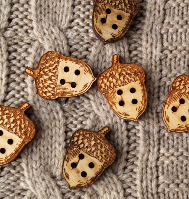 Wooden Buttons Acorn Buttons Wooden Knitting Buttons - Etsy