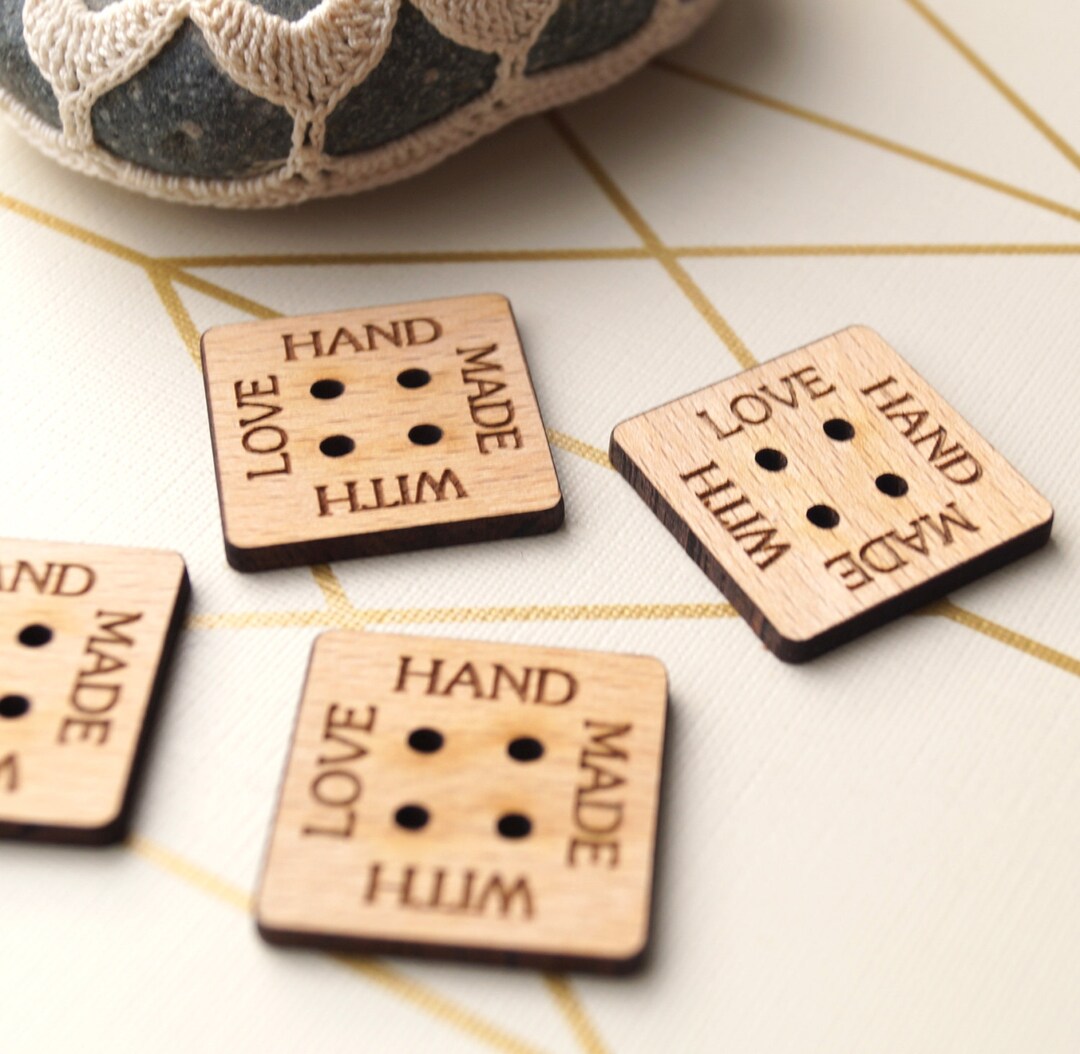 Personalized Wooden Buttons, Wooden Logo Labels, Wood Garment Tags ...