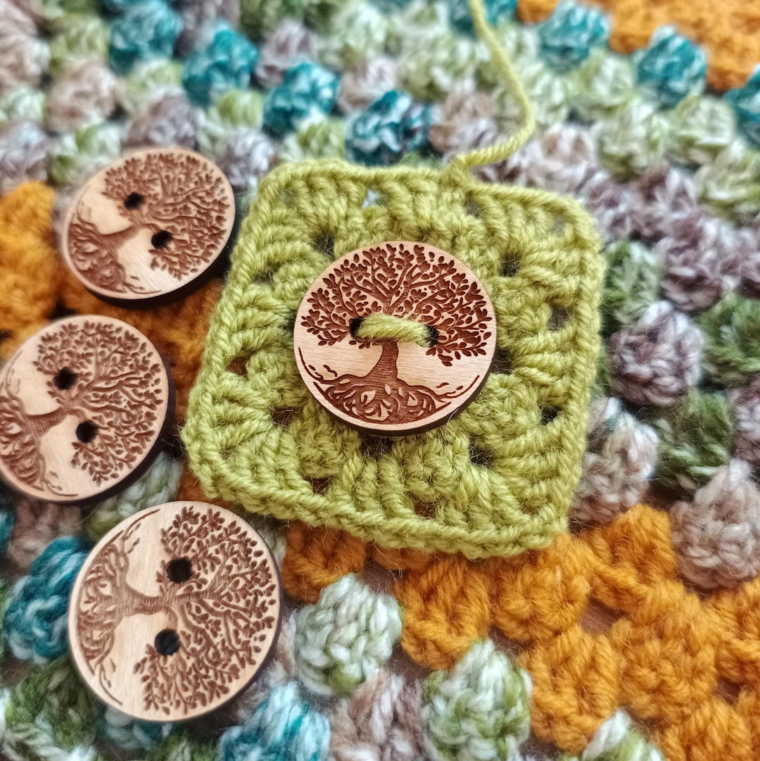 Tree of Life Wooden Buttons, Handmade Real Beech Wood Buttons, Buttons ...