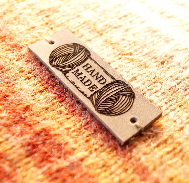 Handmade leather knitting label custom clothing label | Etsy