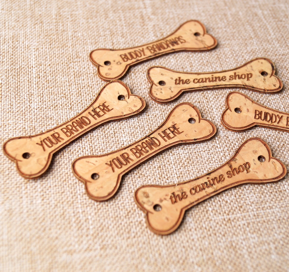 Vegan Cork Leather Labels Custom Bone Shaped Labels for Dog - Etsy