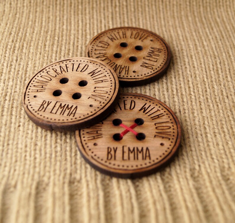 Product Tags, Personalized Wooden Buttons for Knitted and Crocheted ...