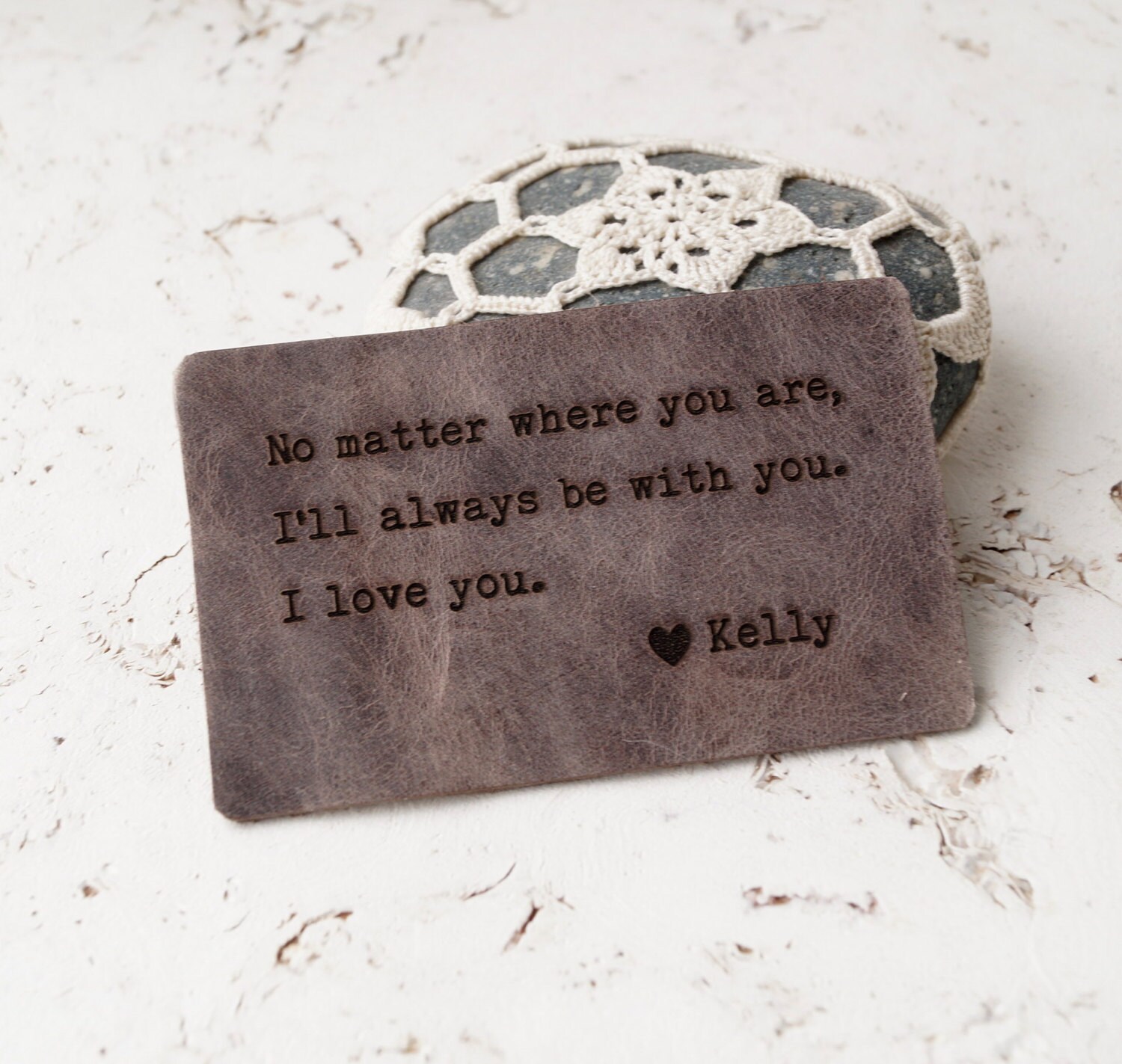 Rustic Leather Wallet Card, Personalized Laser Engraved Wallet Card ...