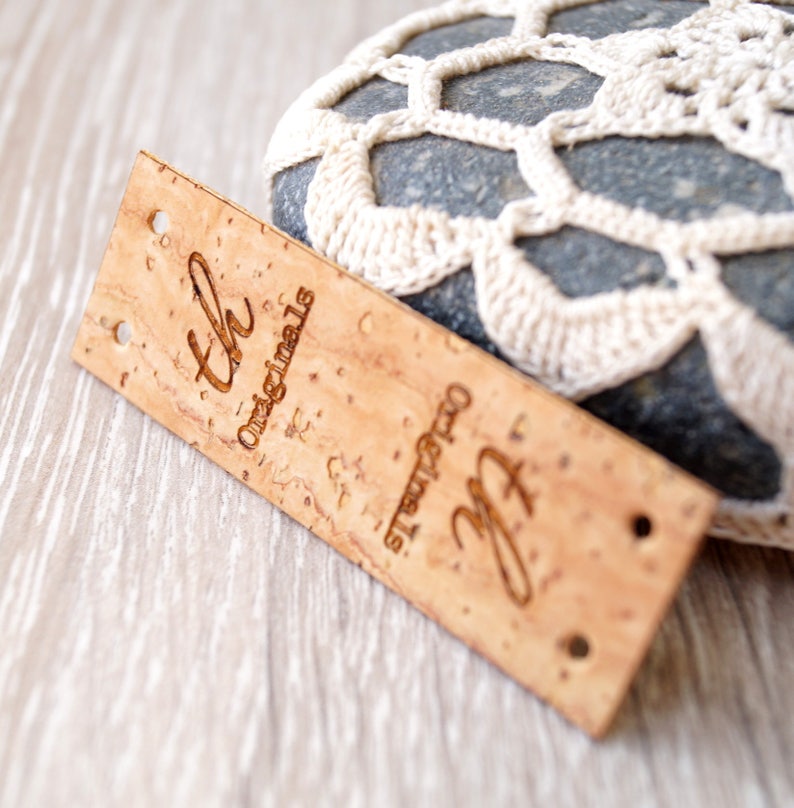 Center Fold Cork Leather Labels, Personalized Fold Over Labels, Custom ...