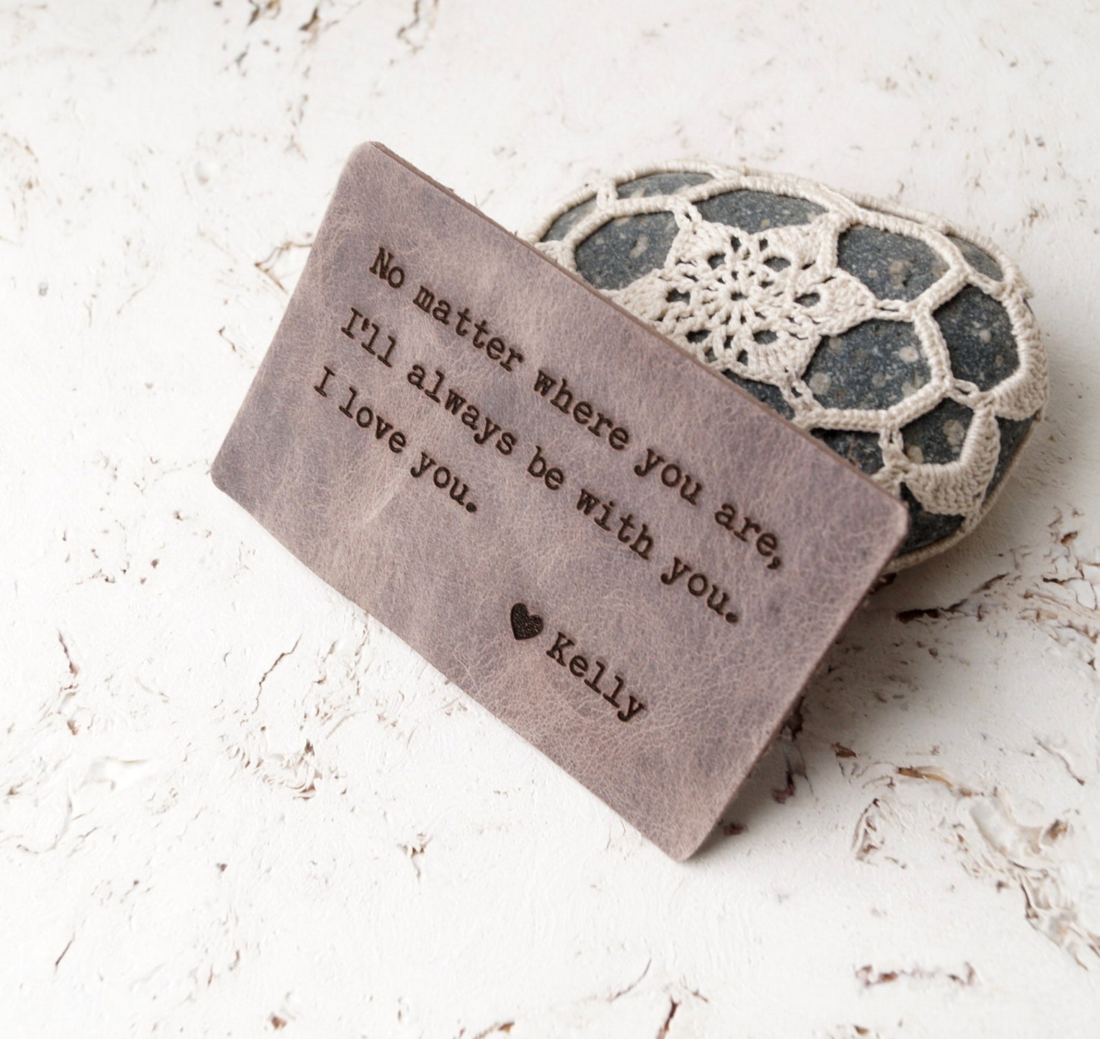 Rustic Leather Wallet Card, Personalized Laser Engraved Wallet Card ...