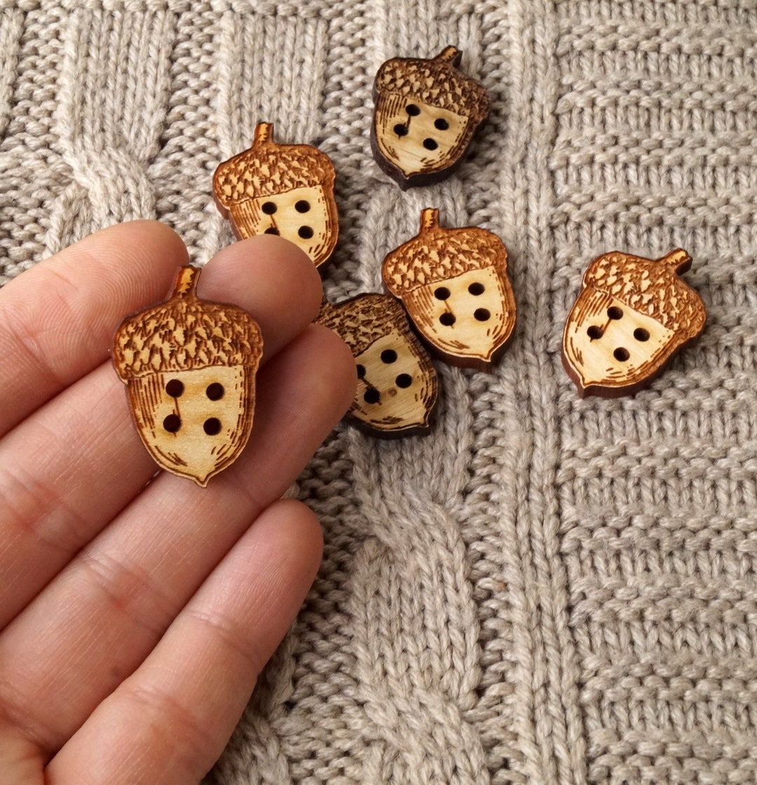 Wooden Buttons, Acorn Buttons, Wooden Knitting Buttons, Buttons for ...