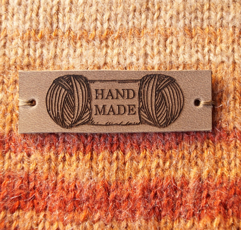 Handmade leather knitting label custom clothing label | Etsy