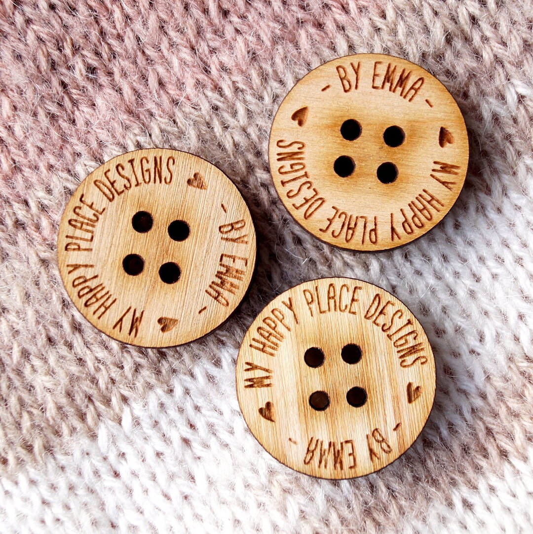 Personalized Wood Buttons Engraved With Your Text or Logo - Wooden ...