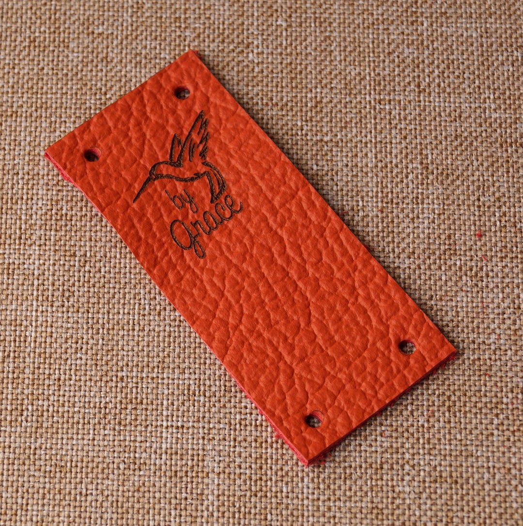 Personalized Center Fold Leather Labels, Custom Folding Labels, Folding ...