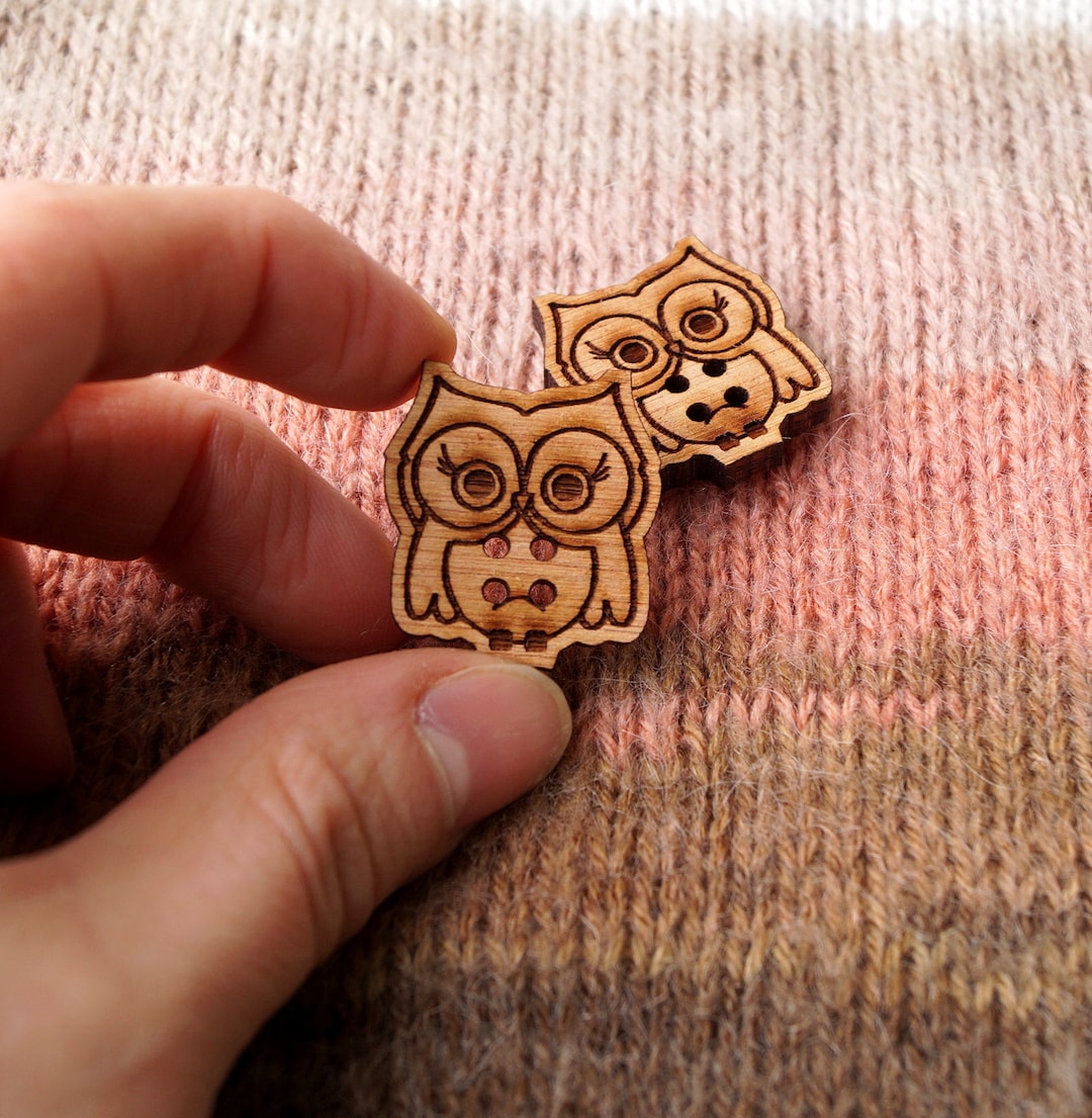 Wooden Buttons, Owl Bottons, Wooden Knitting Buttons, Buttons for ...