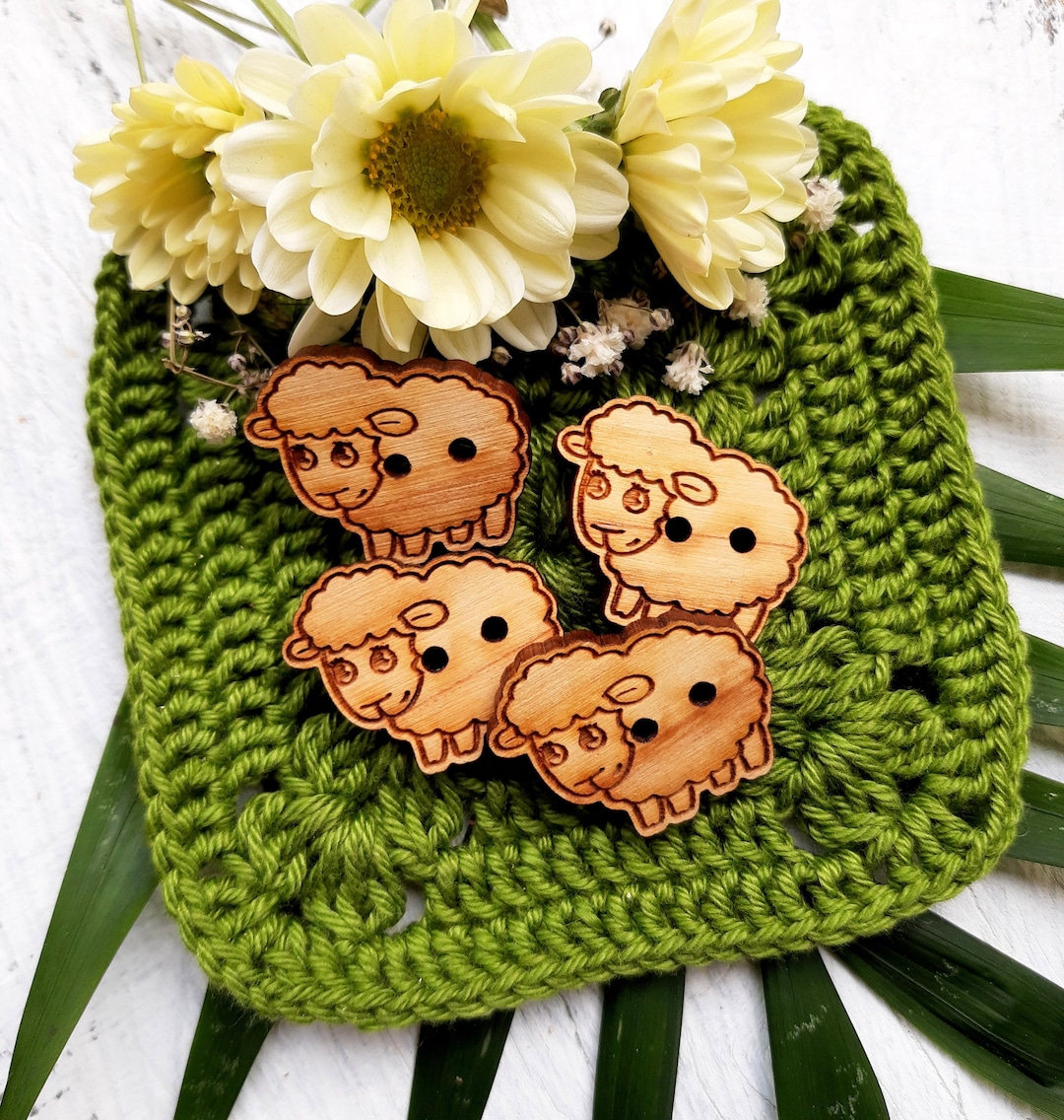 Sheep Buttons - Real Wood Buttons - Sheep Shaped Buttons for Knitting ...