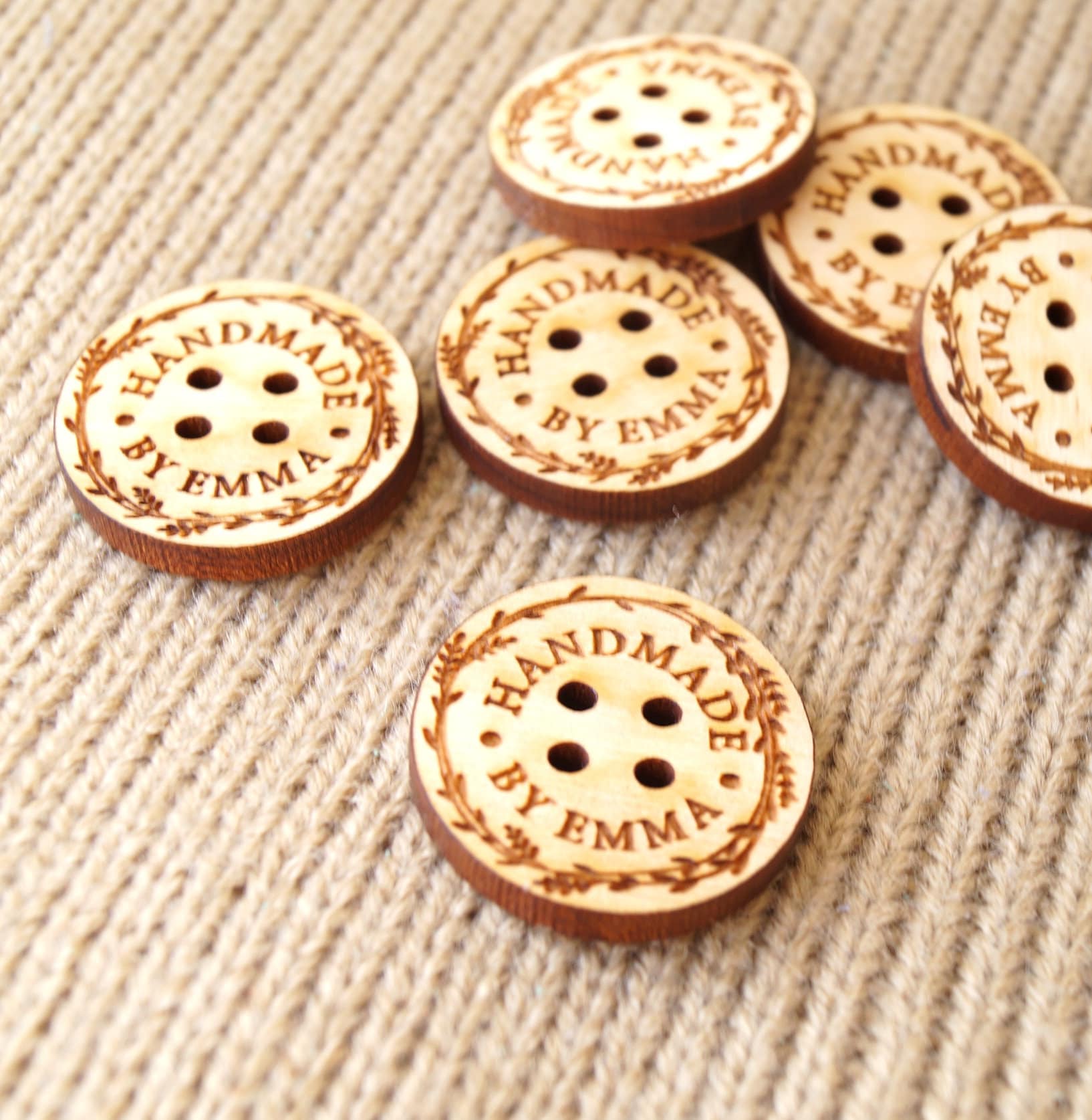Labels for Handmade Items.custom Wooden Buttons for Knitting and ...