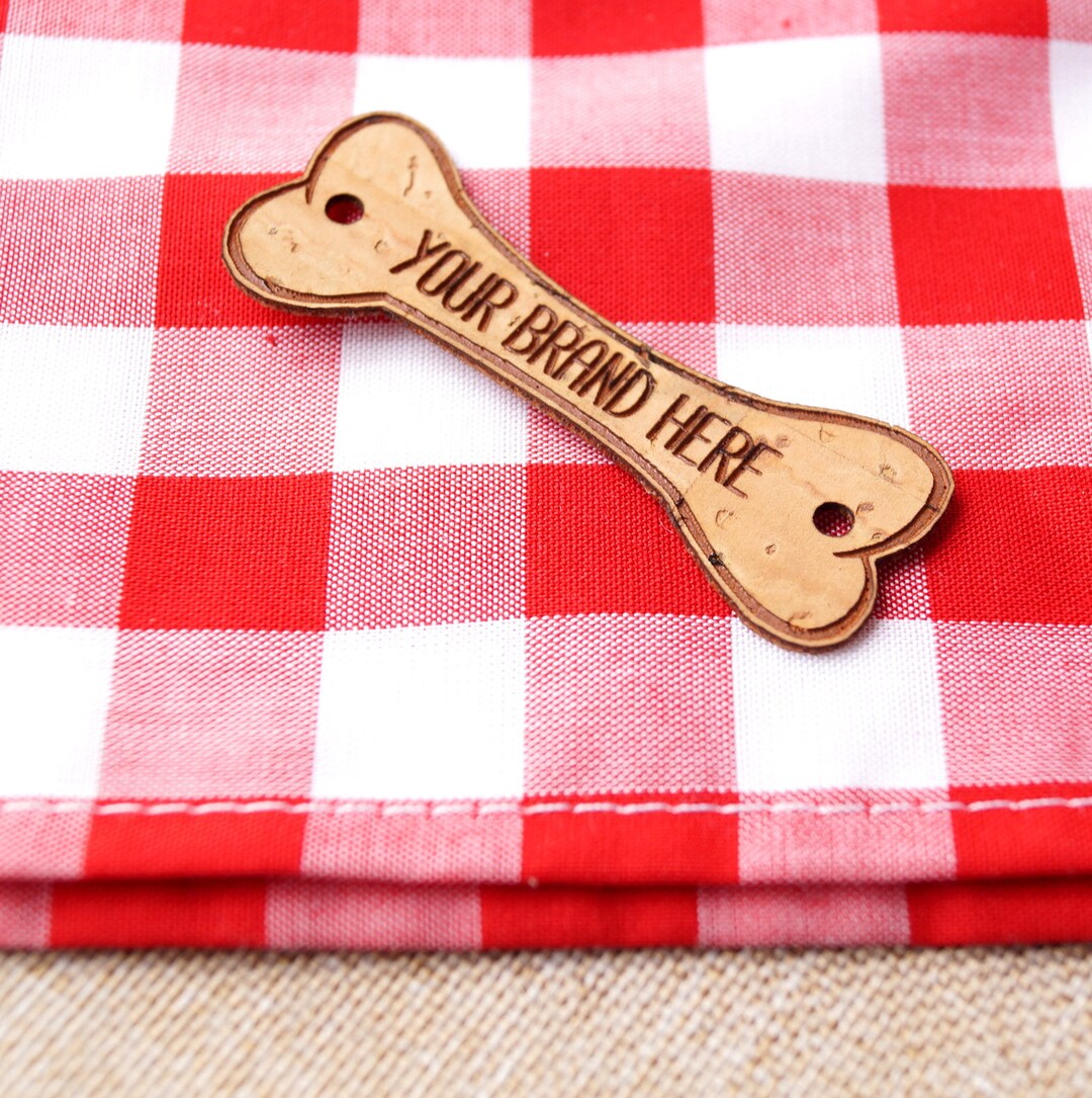 Vegan Cork Leather Labels, Custom Bone Shaped Labels for Dog Bandanas ...