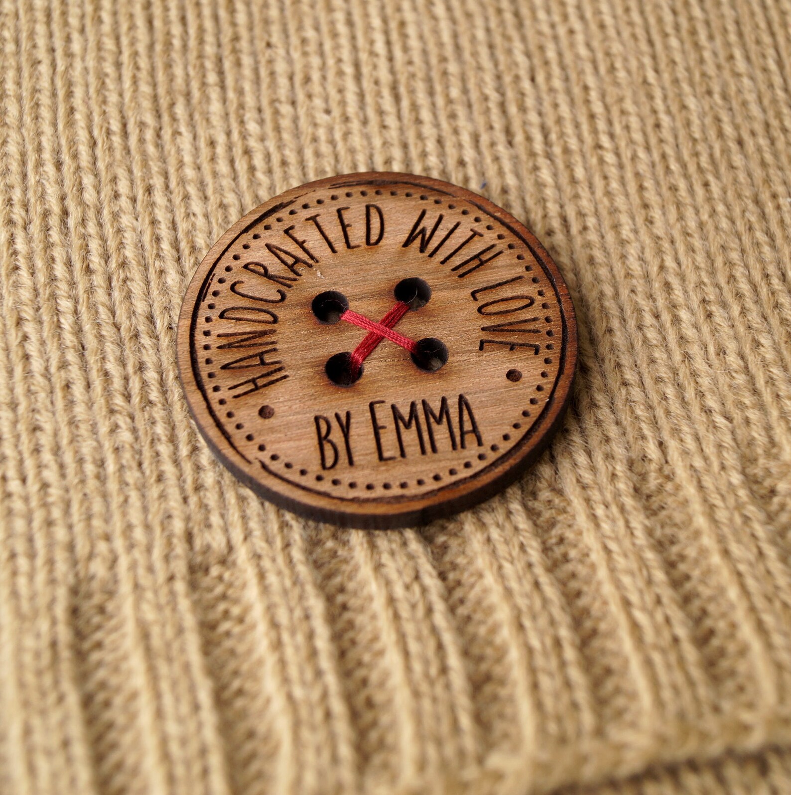 Product Labels Personalized Wooden Buttons for Knitted and - Etsy