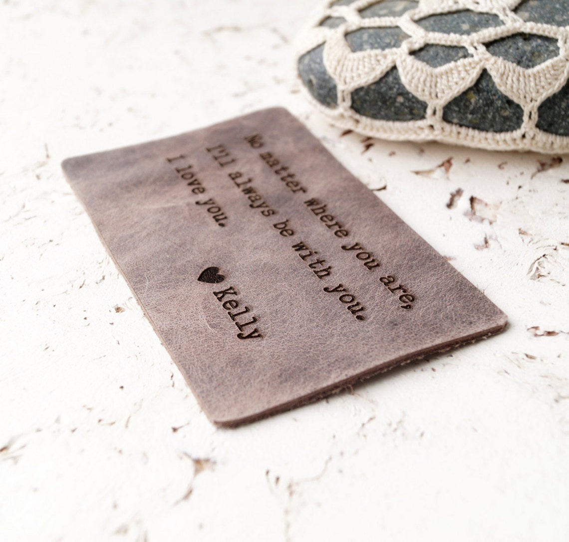 Rustic Leather Wallet Card, Personalized Laser Engraved Wallet Card ...