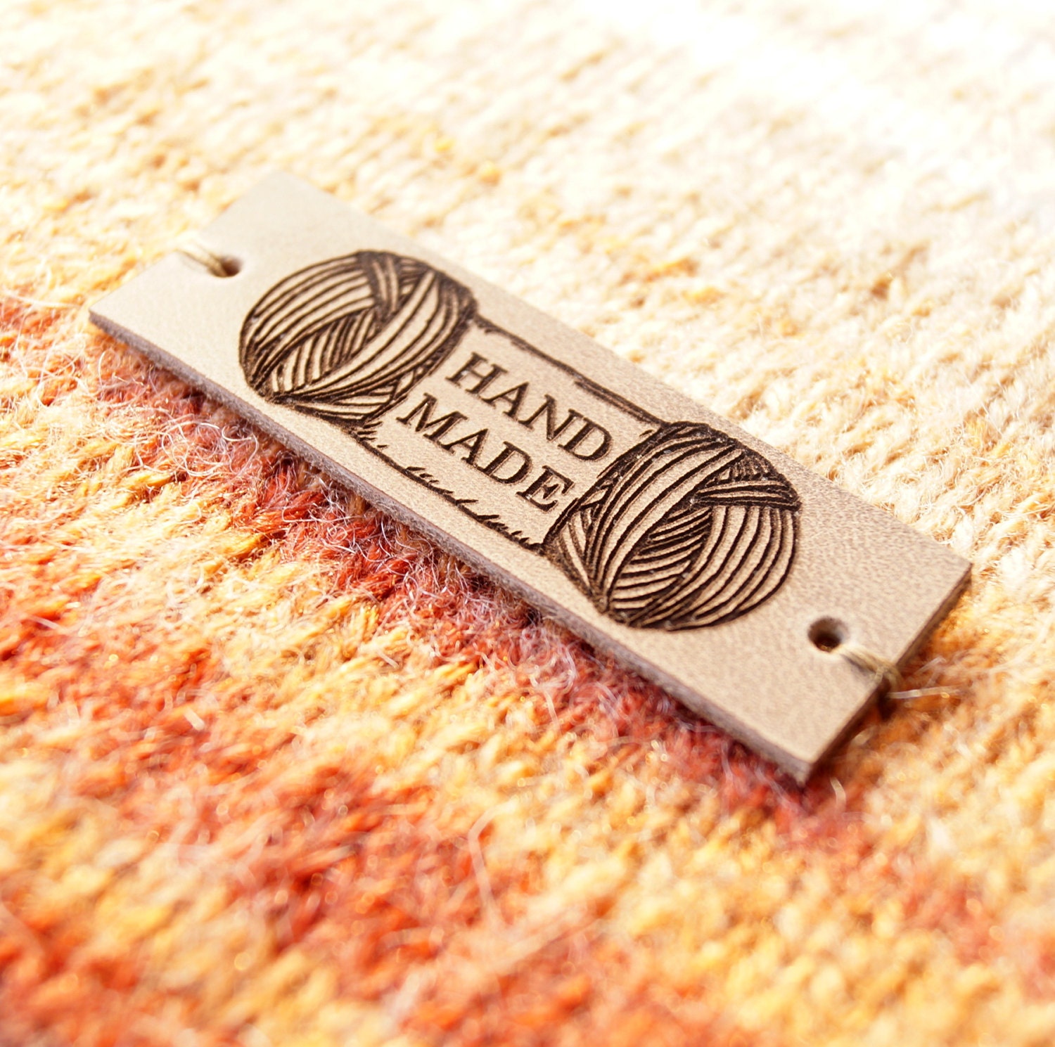 Handmade Leather Knitting Label, Custom Clothing Label, Personalized ...