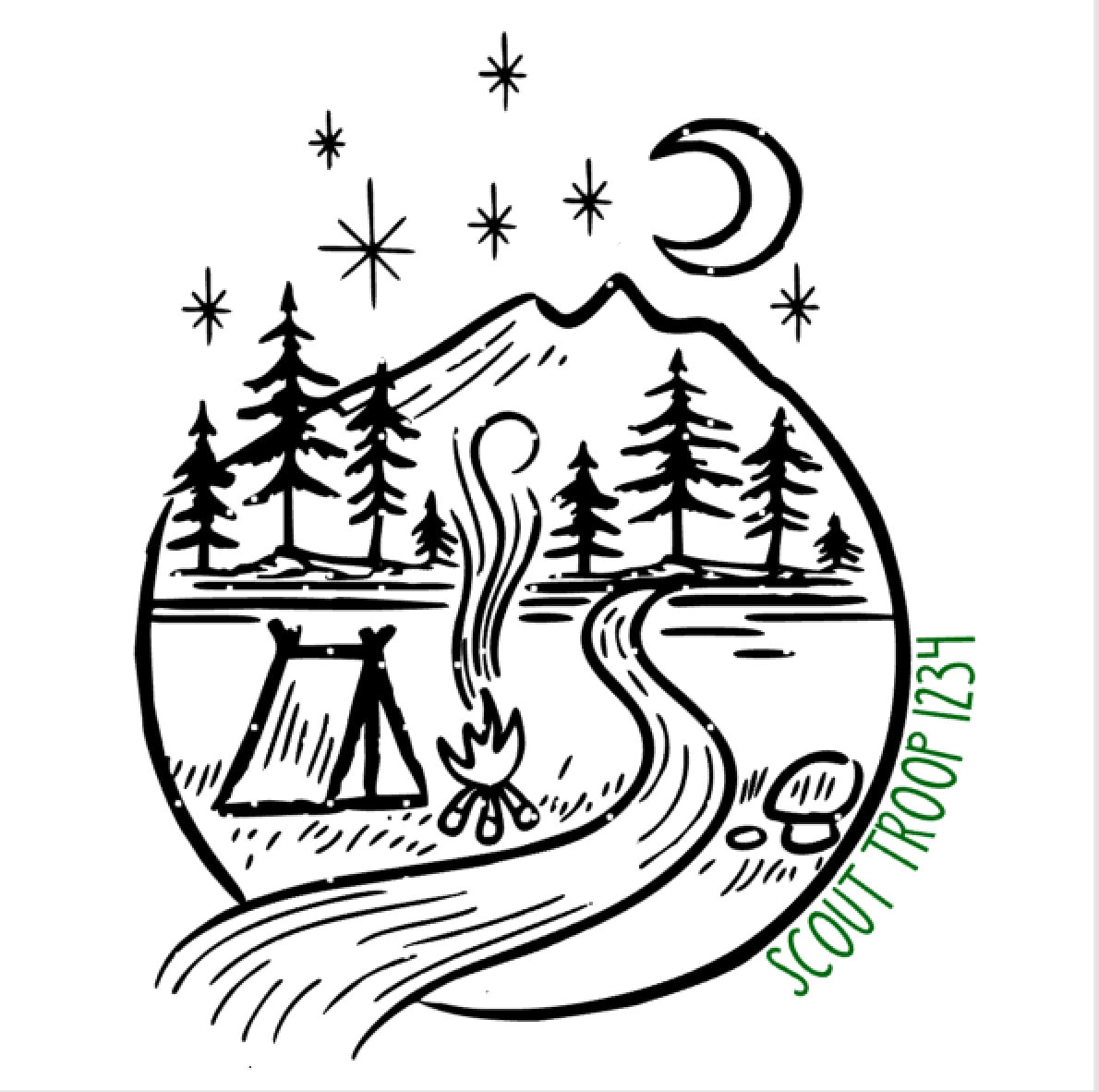 Scout Camping Clipart Black And White