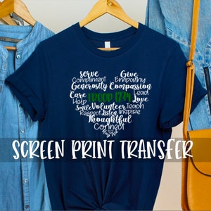 Adjective Heart Screen Print Transfer Ready to Press / - Etsy