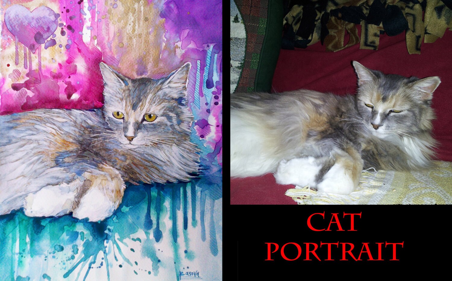 Custom Pet Portrait _ original watercolor painting Custom pet | Etsy