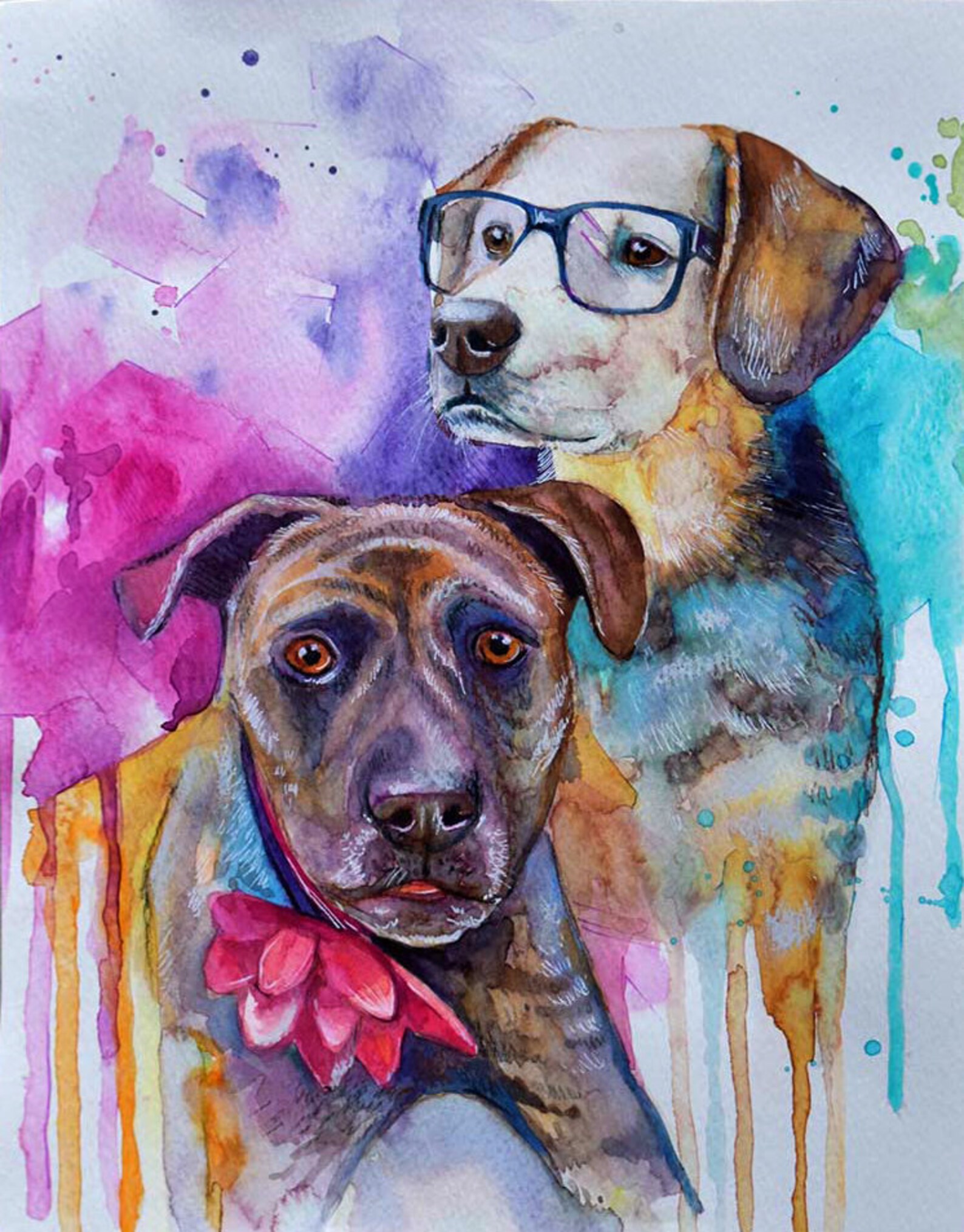 Custom Watercolor Portrait of Pet Custom Portrait Portrait | Etsy