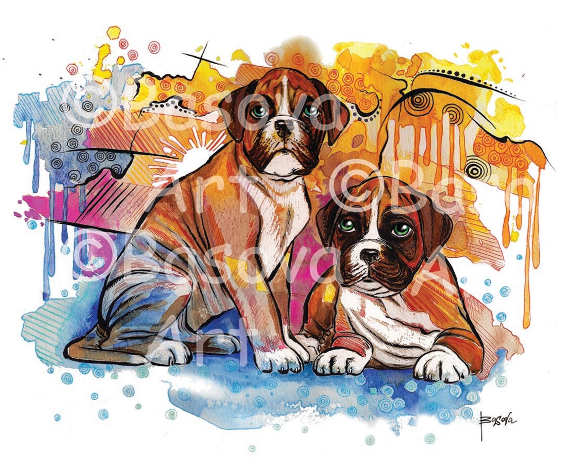 Boxer Dog Art Print Modern Art Print Fine Art Print - Etsy