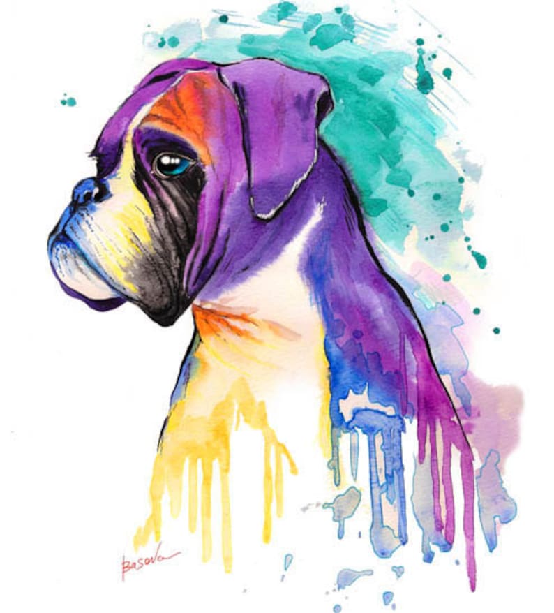Boxer Dog Art Print 8 X 10-boxer Dog Gifts Dog Art Dog - Etsy