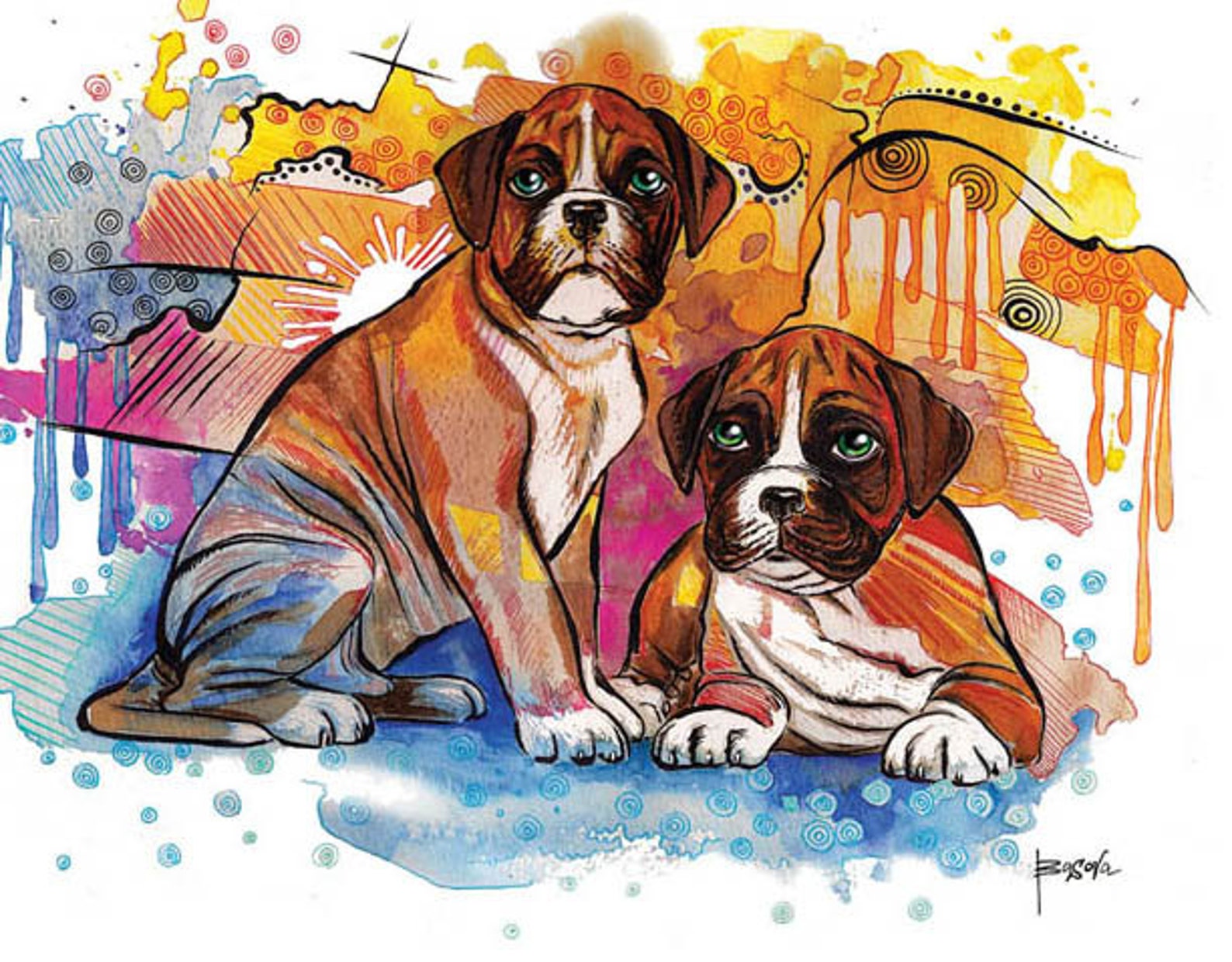 Boxer Dog Art Print Modern Art Print Fine Art Print | Etsy