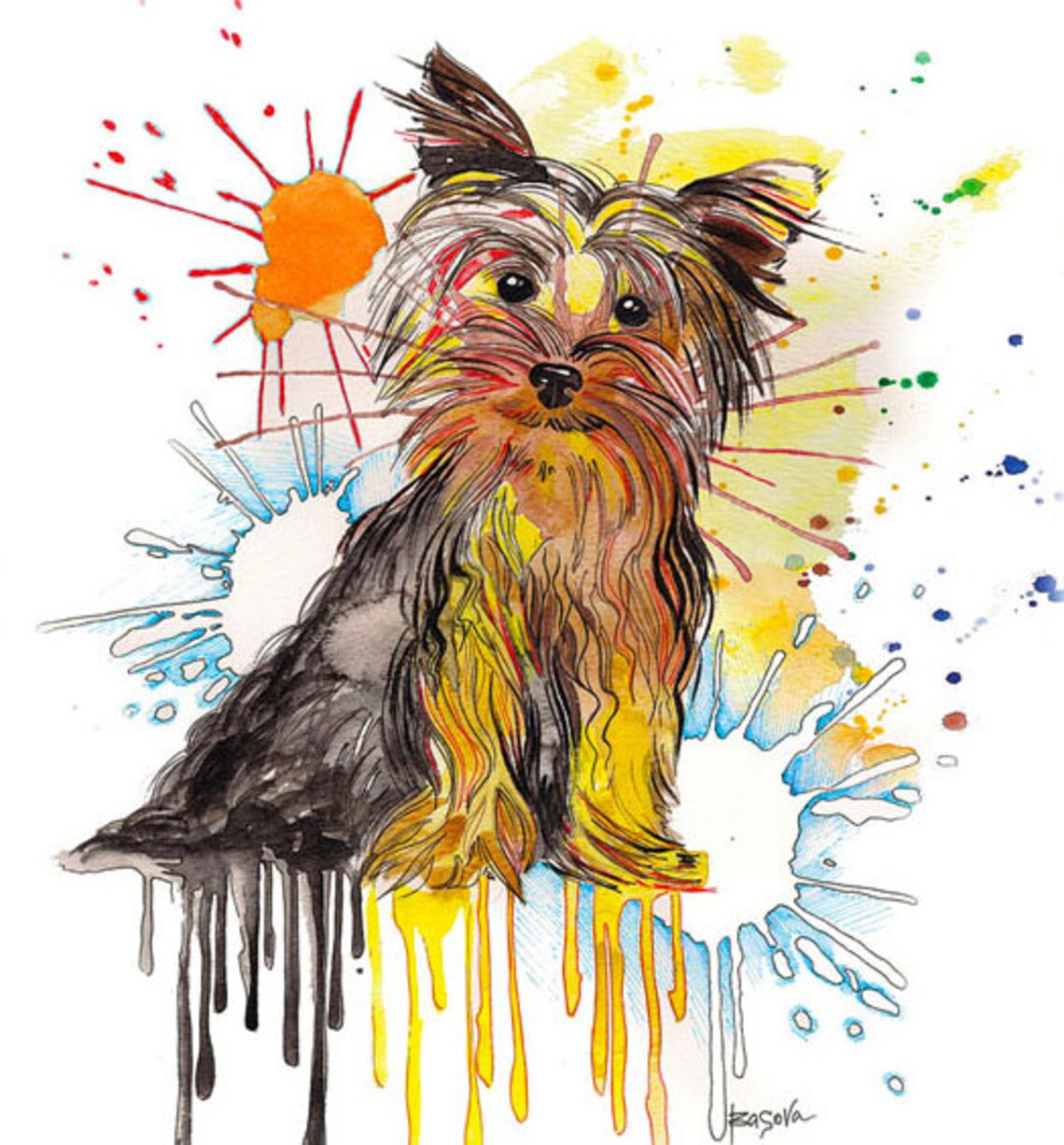 YORKIE Pet Portrait Original Painting Pet Portrait | Etsy