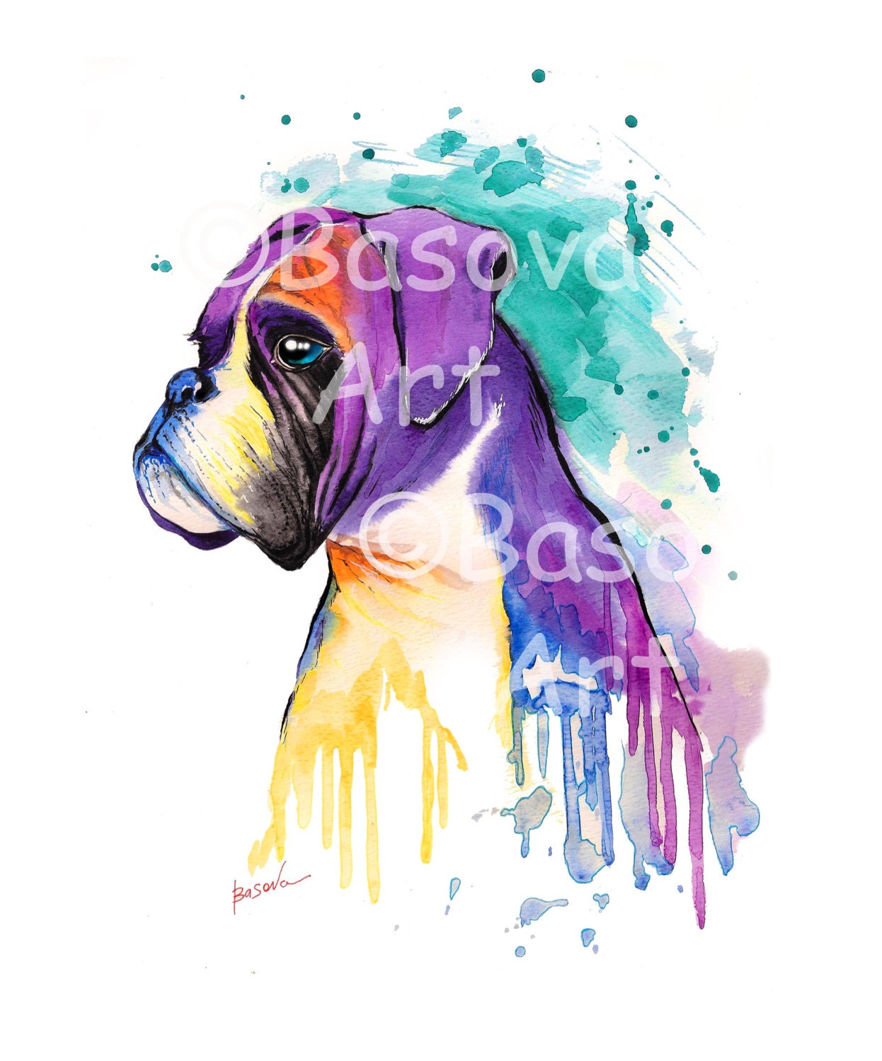 Boxer Dog Art Print 8 X 10-boxer Dog Gifts Dog Art Dog - Etsy
