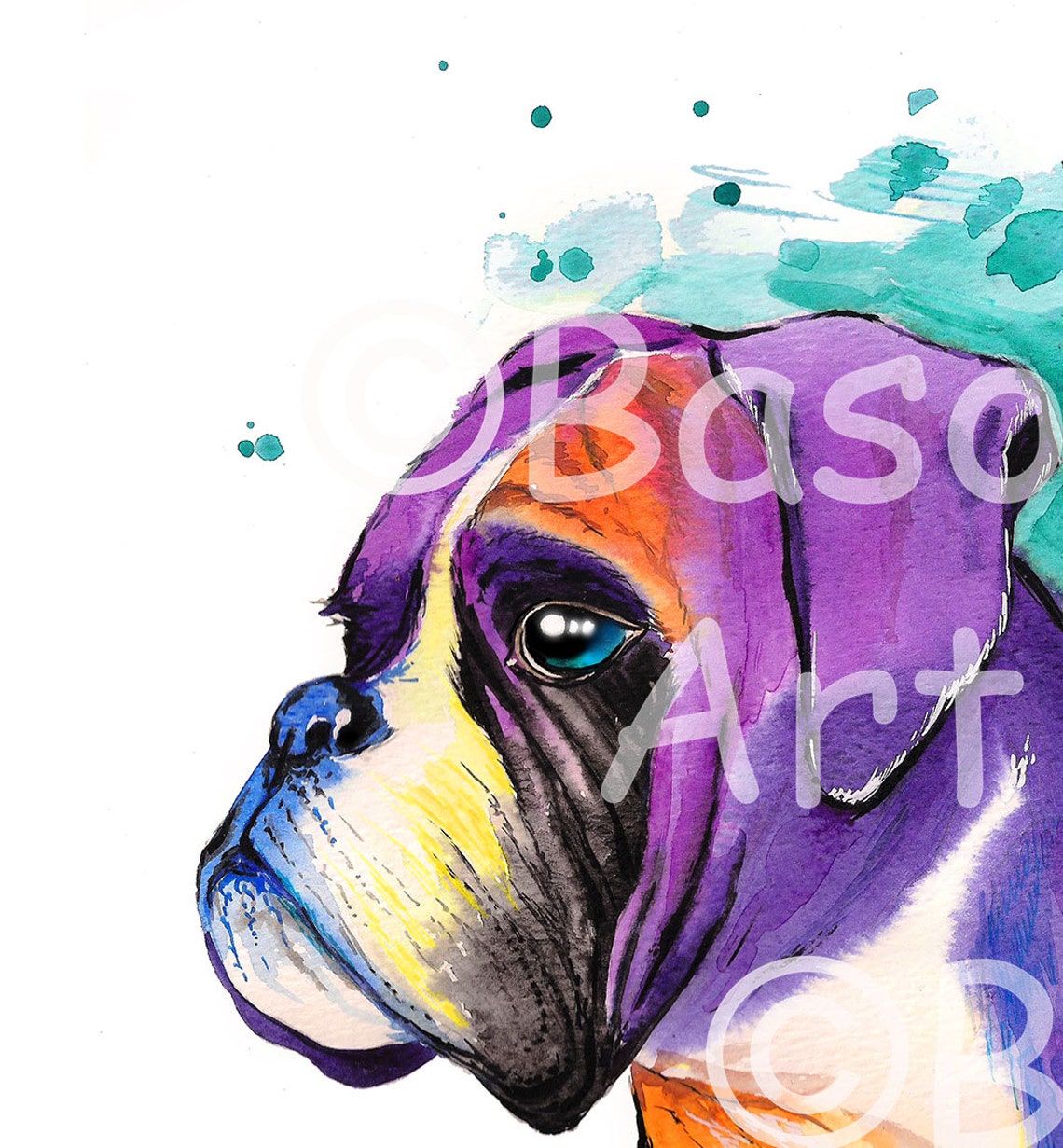 Boxer Dog Art Print 8 X 10-boxer Dog Gifts Dog Art Dog - Etsy