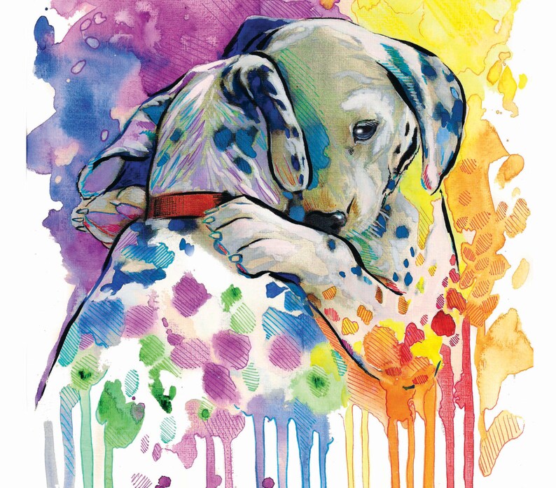 Colorful DALMATIAN Watercolor Print Home Decor Dog - Etsy
