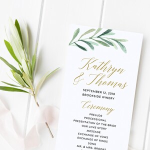 Greenery Wedding Programs Template Printable Wedding Program - Etsy
