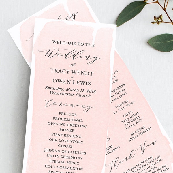 4.25x11 Wedding Program - Etsy