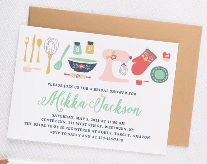 Kitchen Theme Bridal Shower Invitation, Printable Bridal Shower Invite ...