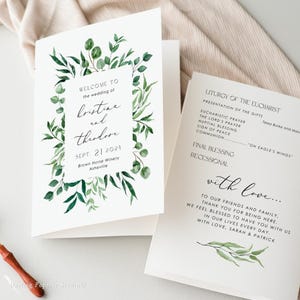 Greenery Wedding Program Template Bifold Ceremony Program Printable ...