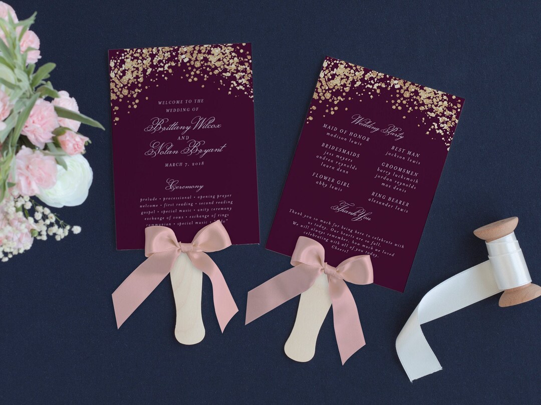 Gold Wedding Program Template, Printable Wedding Programs, Wedding ...