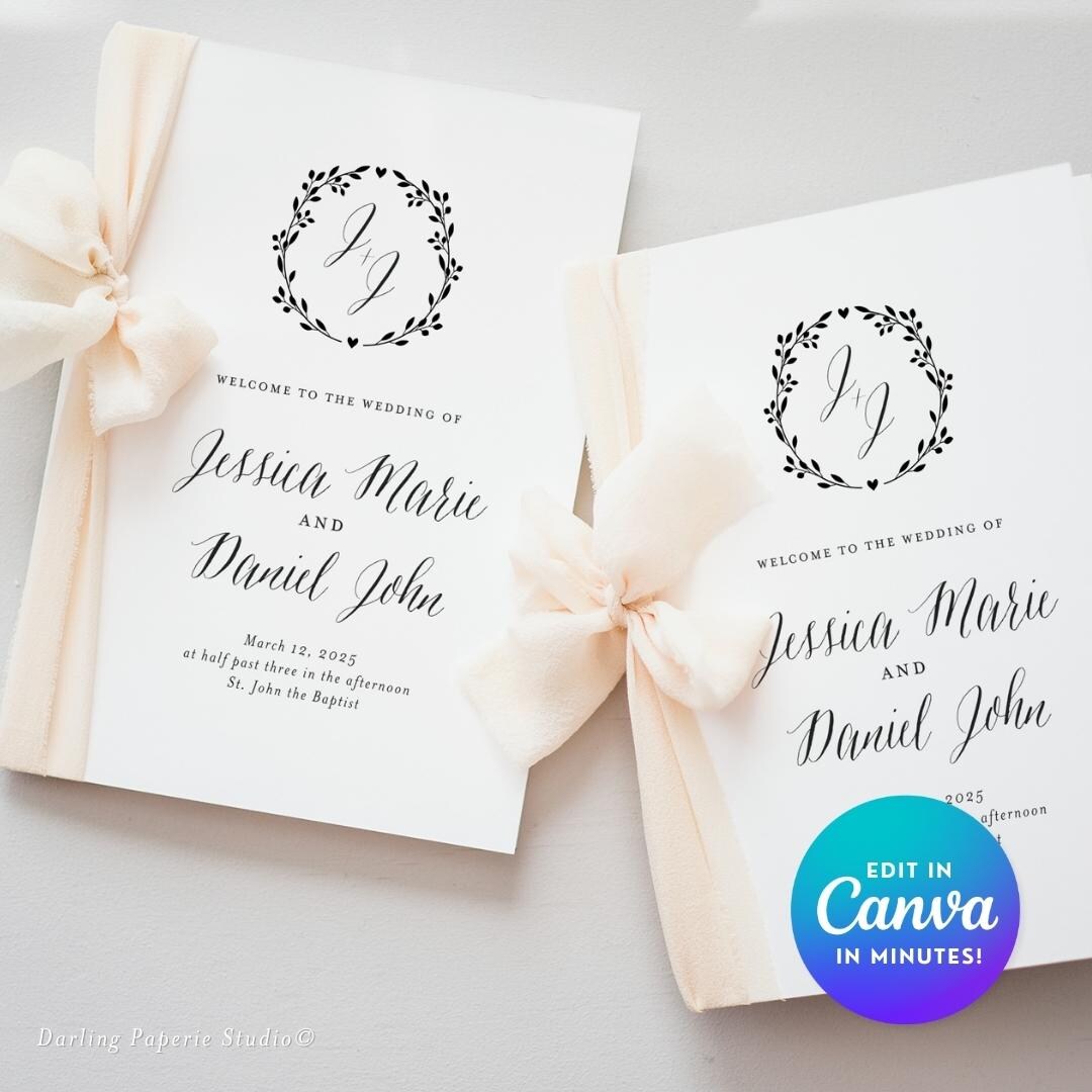 Rustic Wedding Program Template Printable Ceremony Program With Rustic ...