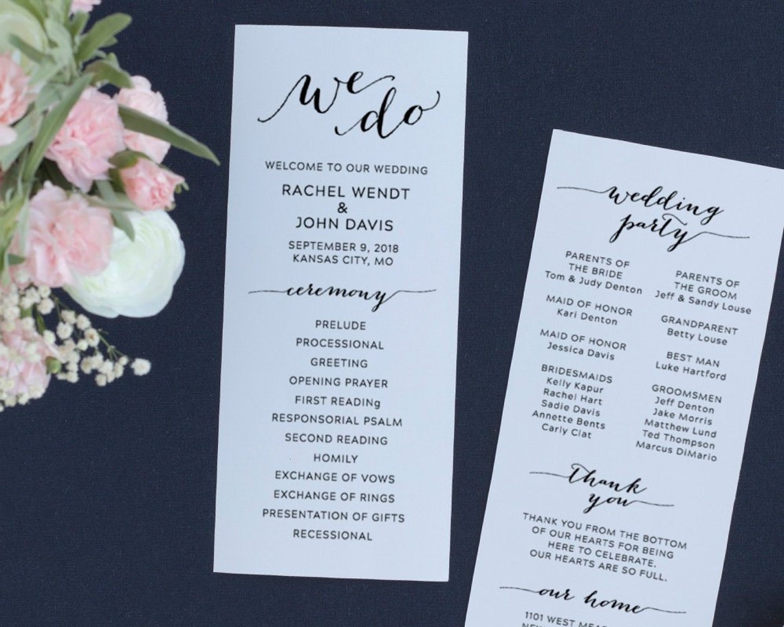 Printable Wedding Program Rustic Wedding Programs Unique | Etsy