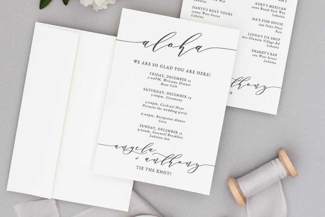 Printable Wedding Itinerary Template, Wedding Weekend Itinerary ...