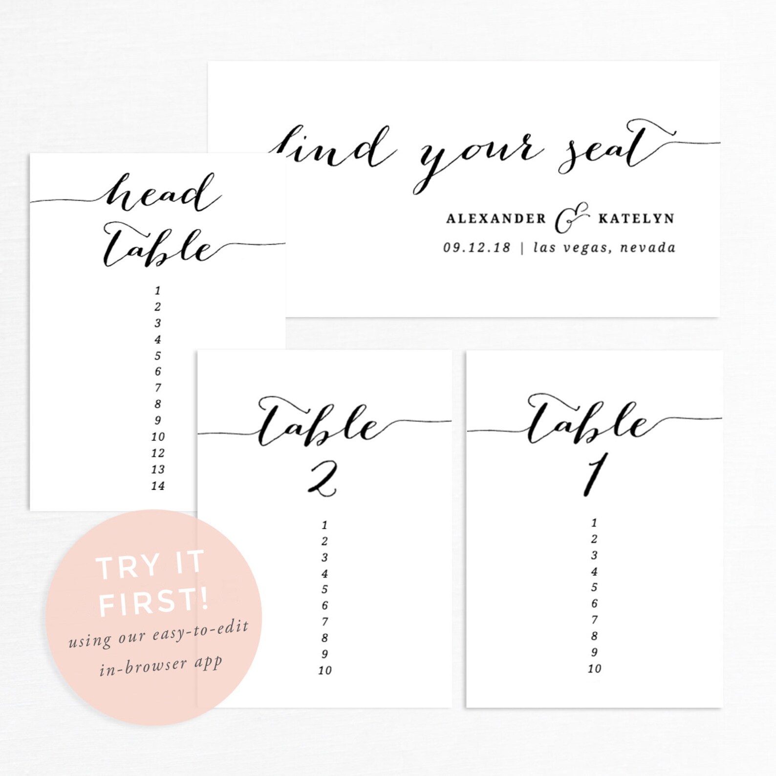 Printable Seating Chart Wedding Seating Chart Template | Etsy