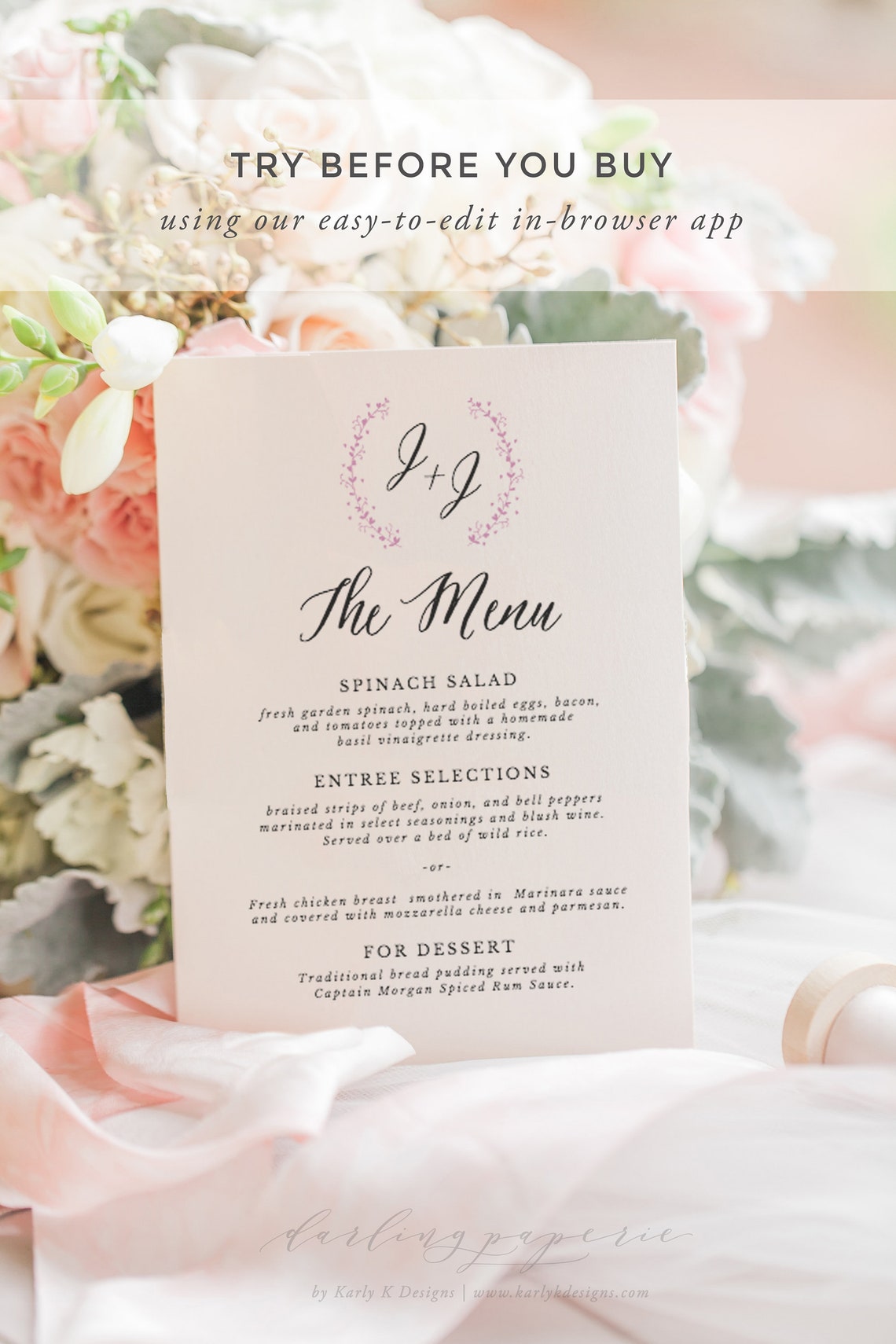 Rustic Wedding Menu Template Printable Wedding Menu Menu - Etsy