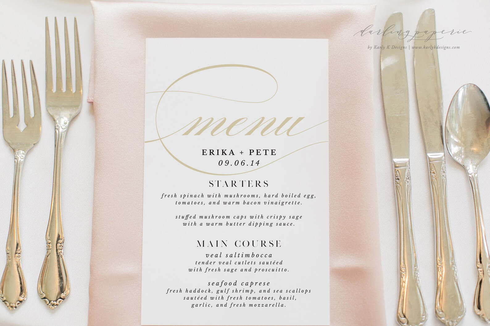 Gold Wedding Menu Template Printable Wedding Menu Wedding | Etsy