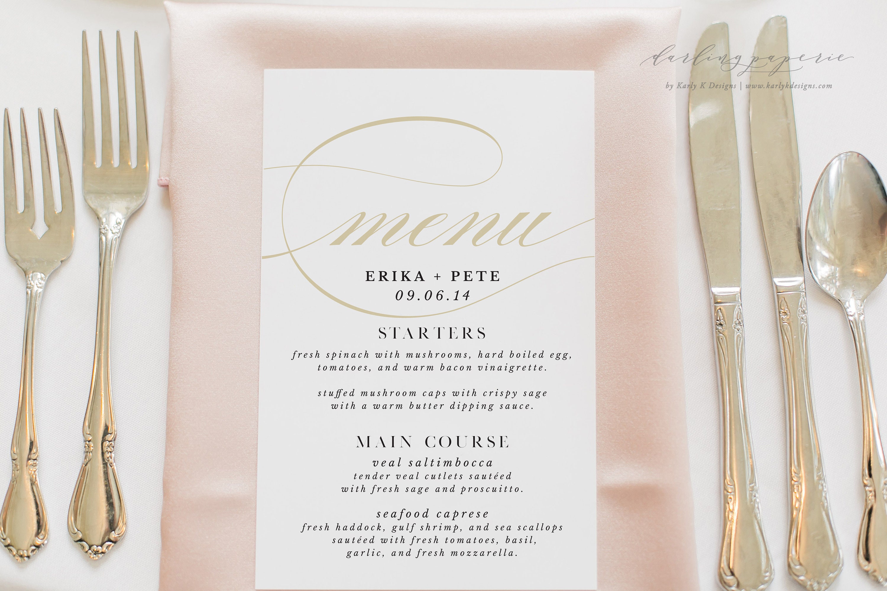 Gold Wedding Menu Template Printable Wedding Menu Wedding | Etsy