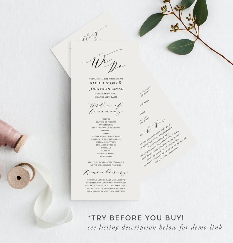 Printable Wedding Program Rustic Wedding Programs Unique | Etsy