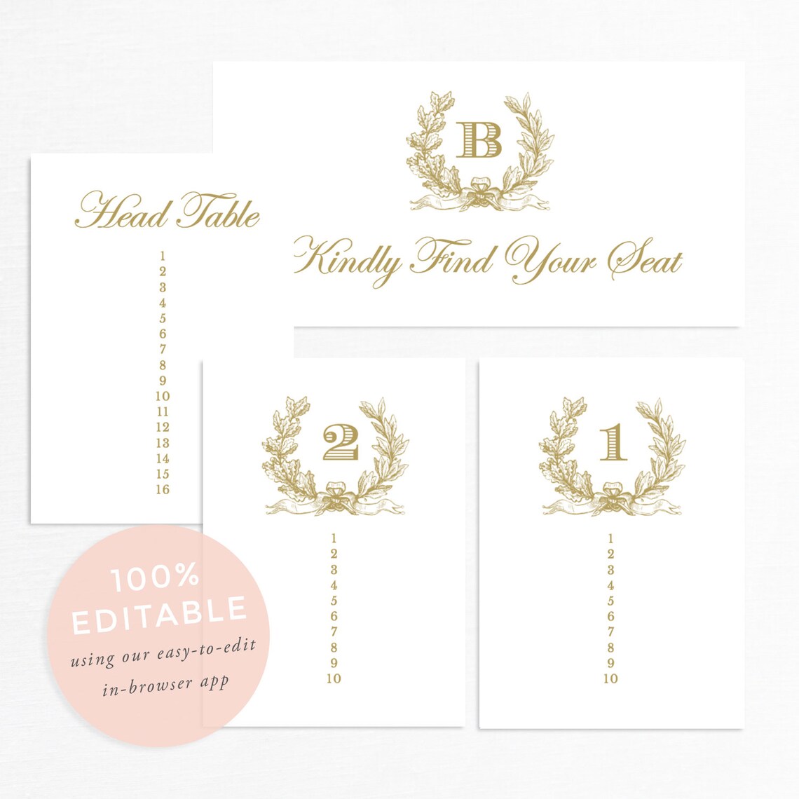 Gold Wedding Seating Chart Template Wedding Seating Chart | Etsy