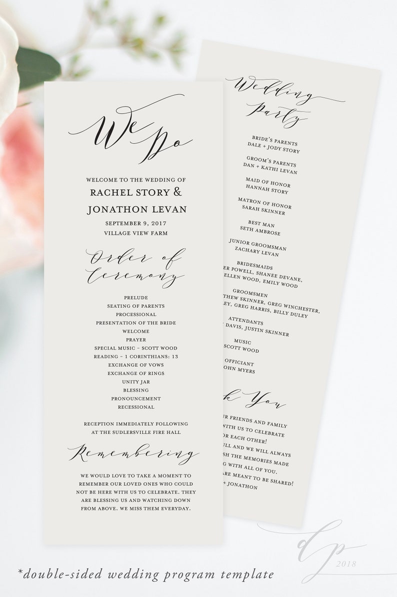 Printable Wedding Program Rustic Wedding Programs Unique | Etsy